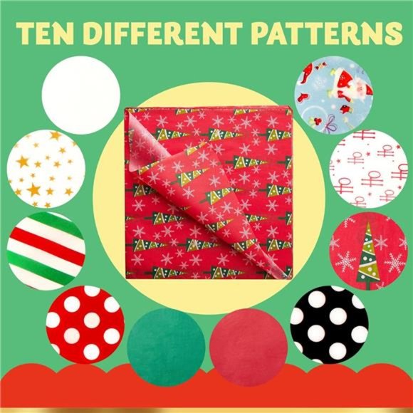 Party Supplies | 15 Sheets Christmas Tissue Paper Assorted Design Easy ...